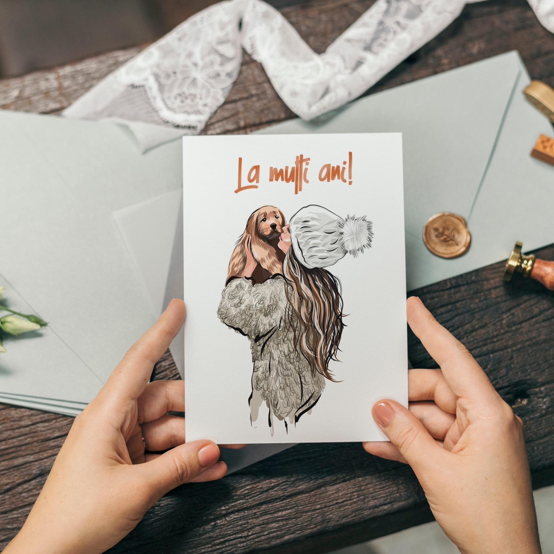 Felicitare cu plic, hartie texturata premium - La multi ani Pet Edition ...