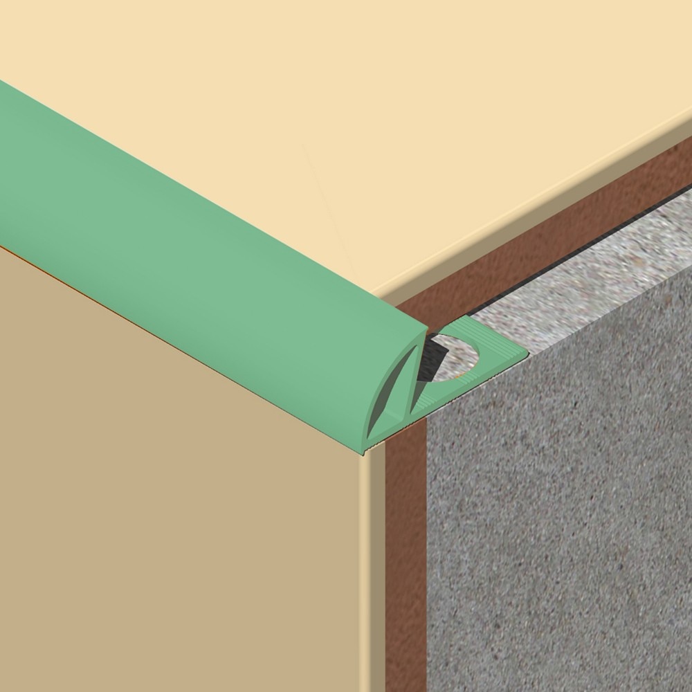 Bagheta Semirotunda Regular din PVC cu rasina ABS A=10mm, culoare verde ...