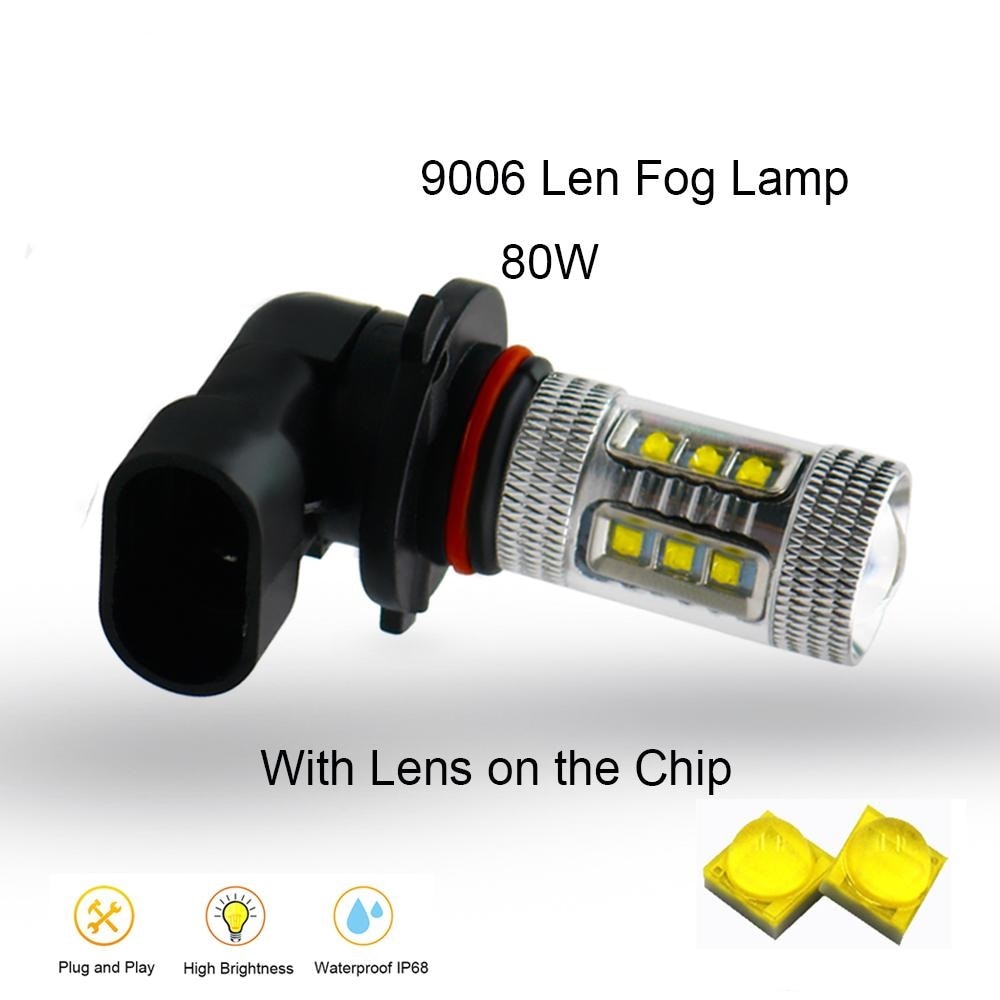 Set 2 Becuri Led Automotohit, 9006, HB4, 80W, 6500K, Cu Lupa - eMAG.ro