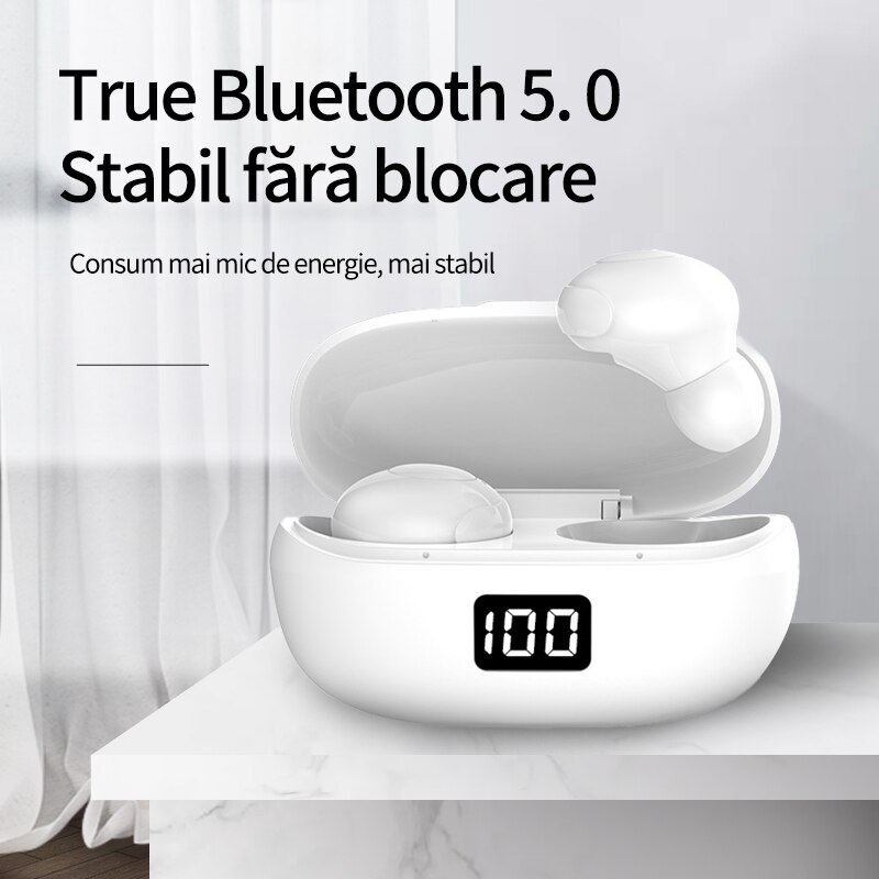 Bluetooth telefon fejhallgató, Sztereó, Zajcsökkentés, LED, Fehér - eMAG.hu