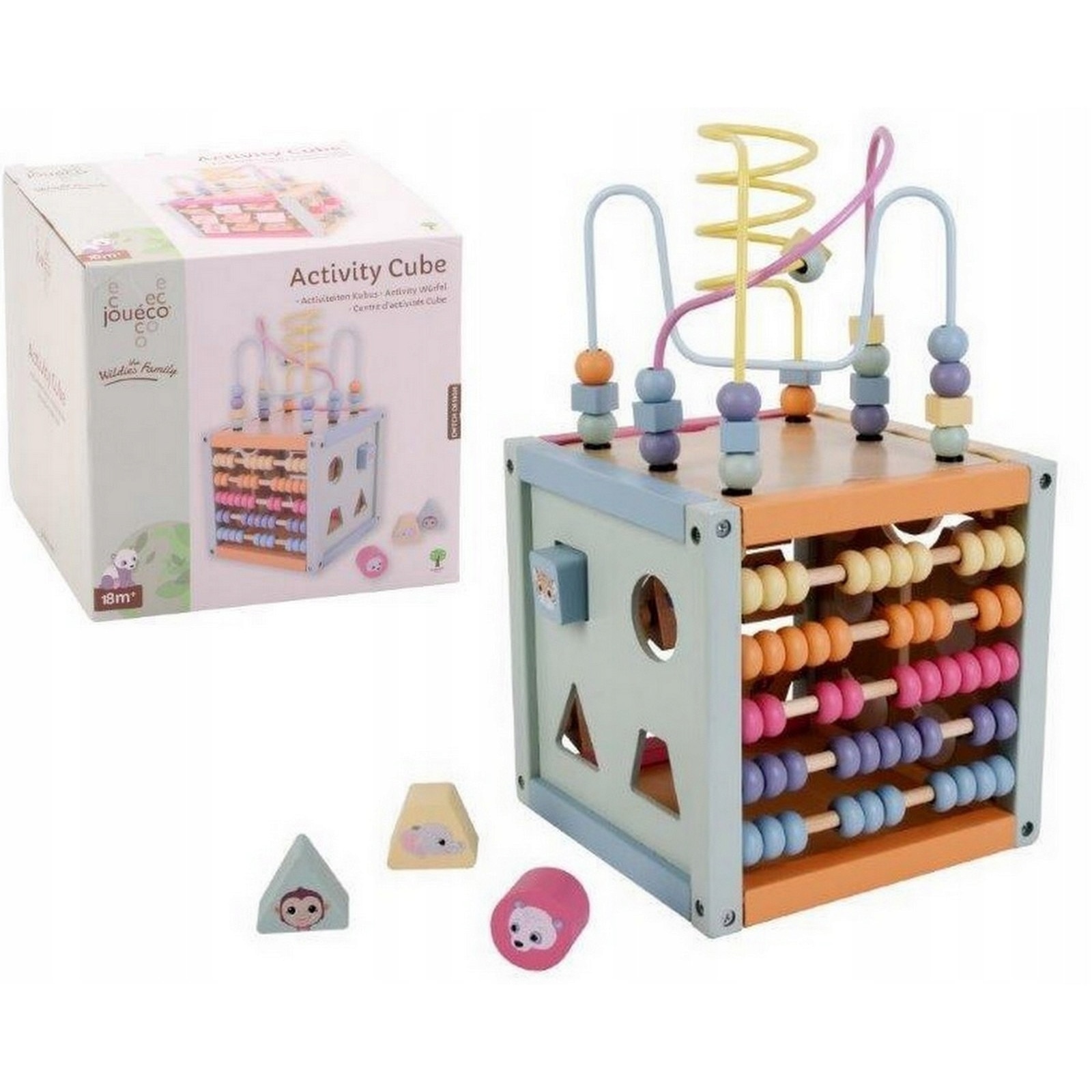 Cub multifunctional activ din lemn, Joueco, 18 luni +, Multicolor - eMAG.ro