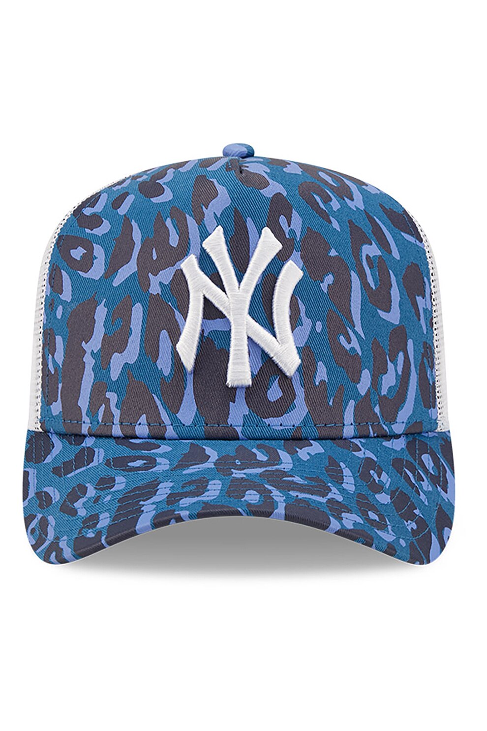 New Era, Sapca trucker cu animal print New York Yankees, Alb, Albastru ...