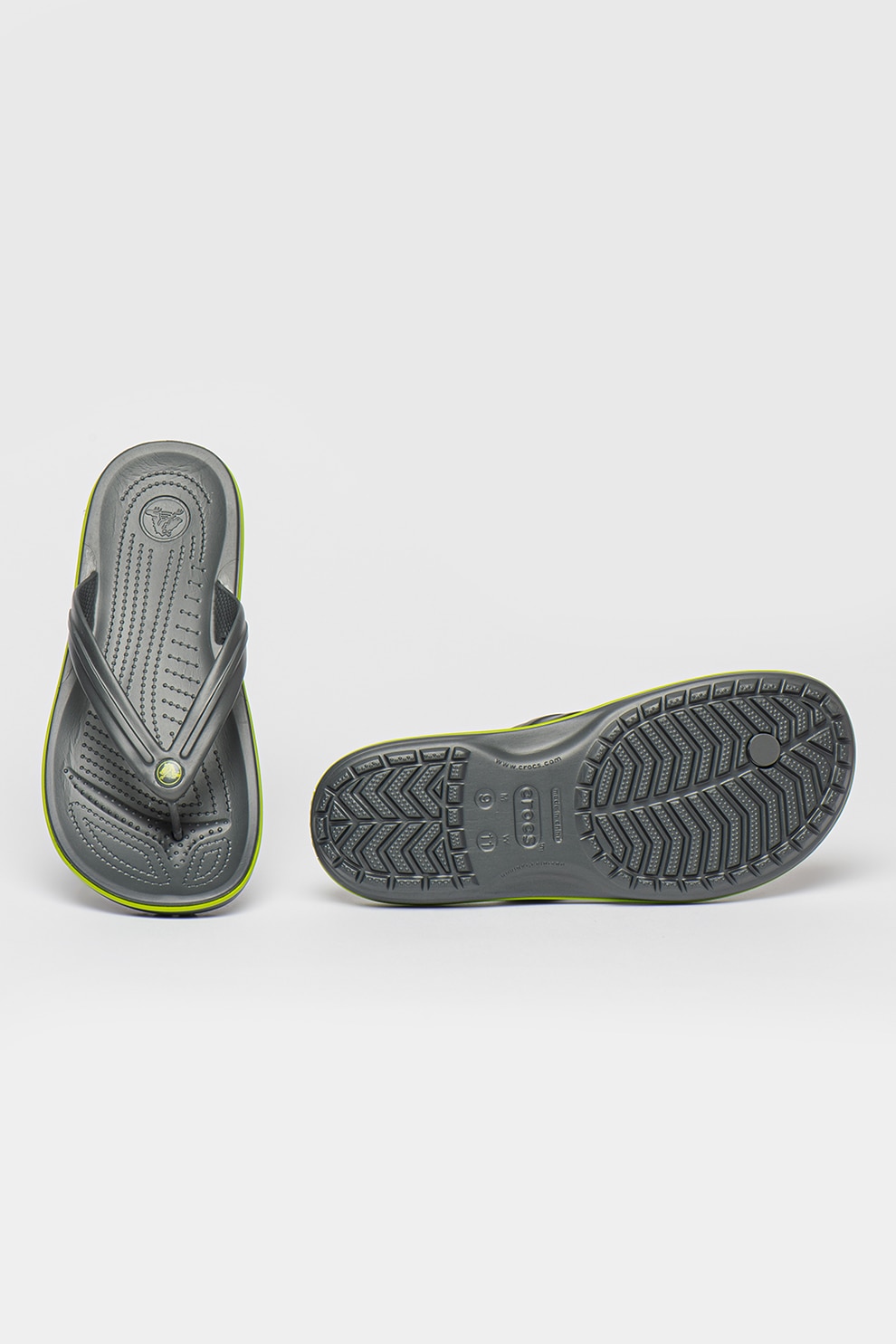 Crocs, Papuci flip-flop unisex de cauciuc Crocband, Gri antracit, 41-42 ...