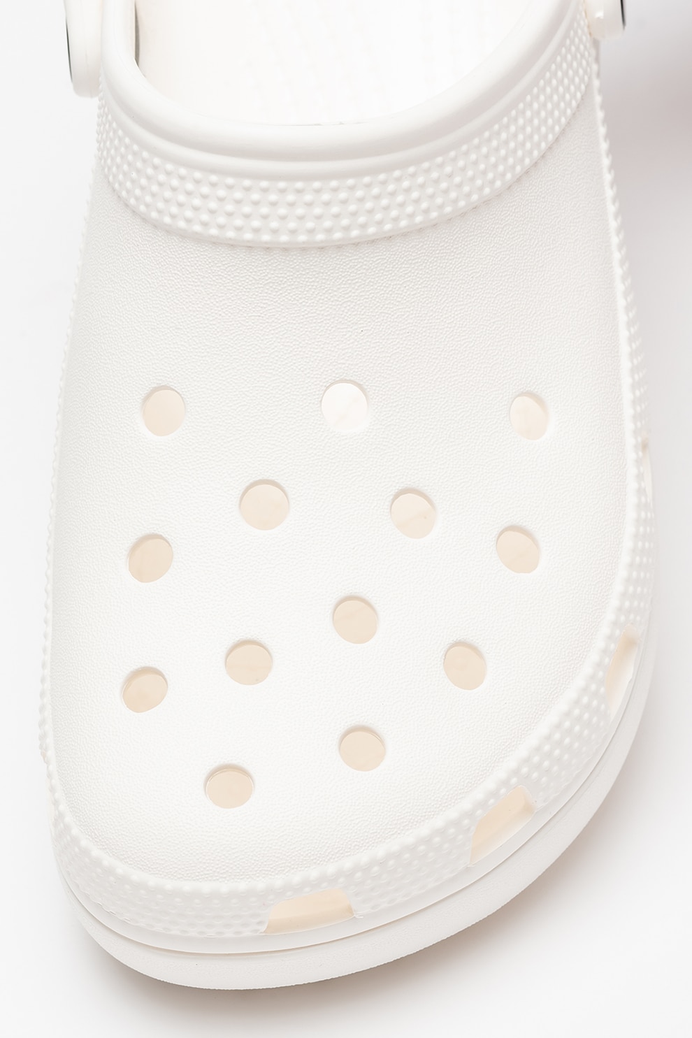 Crocs, Saboti roomy fit cu aspect perforat si platforma Classic, Alb ...