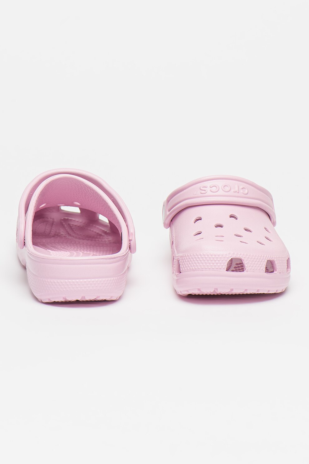 Crocs, Saboti slingback cu perforatii Classic, Roz pastel, 34-35 EU ...