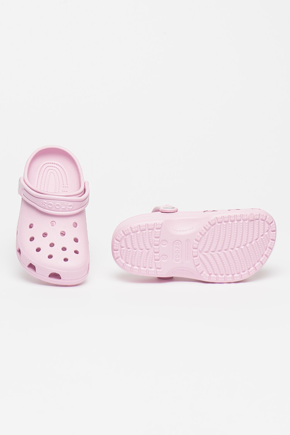 Crocs, Saboti slingback cu perforatii Classic, Roz pastel, 34-35 EU ...