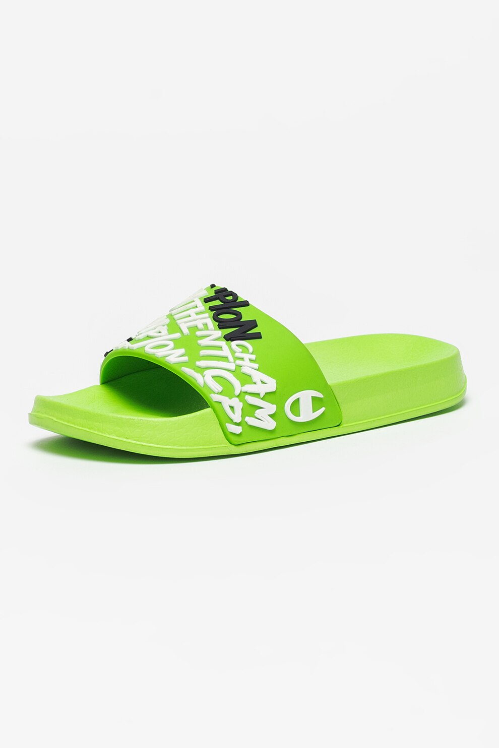 Champion, Papuci cu text in relief Tinos, Verde electric, 29 EU - eMAG.ro