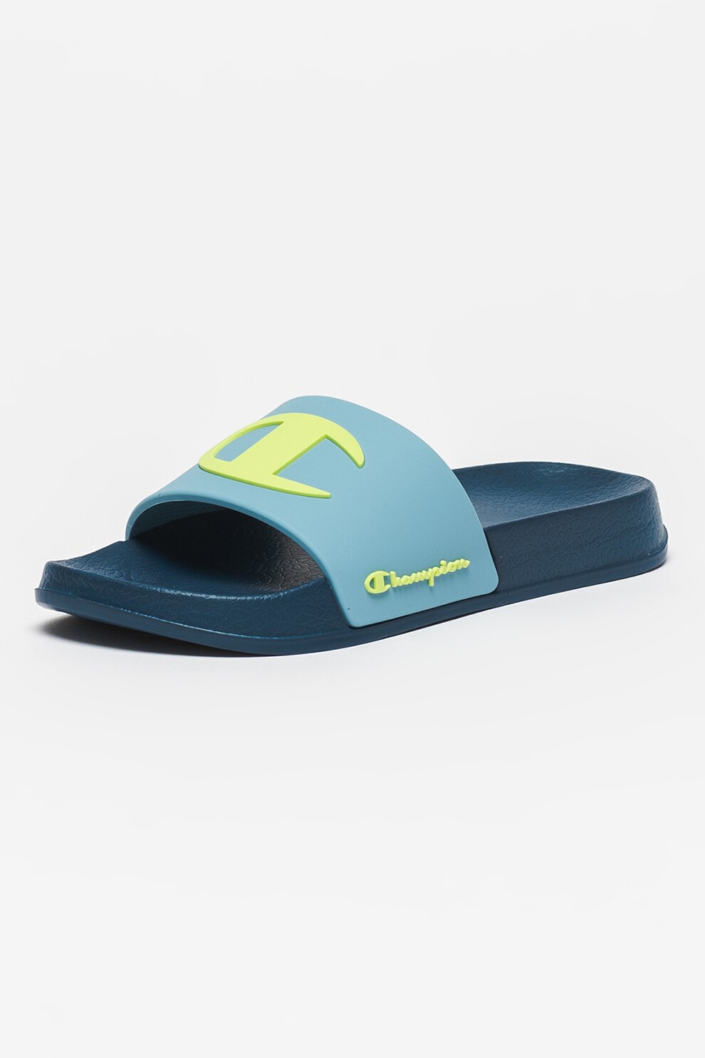 Champion, Papuci cu logo contrastant Aru, Albastru azur, 31 EU - eMAG.ro