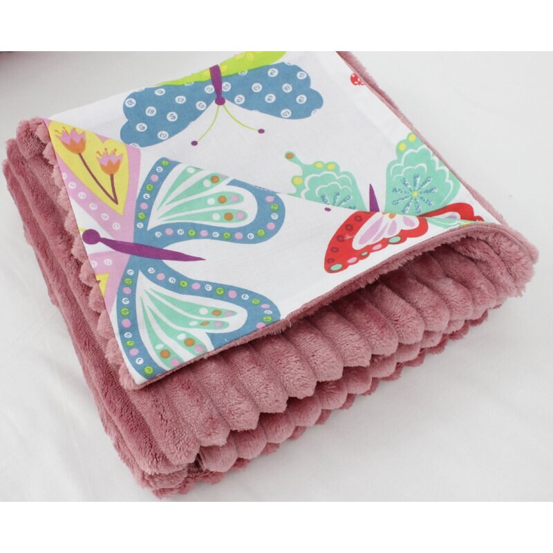 Paturica minky, Fluturasi, roz, 100 x 76 cm - eMAG.ro