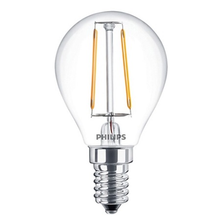 Bec Led filament Philips mini P45 E14 2W 250lm lumina calda 2700 K ...
