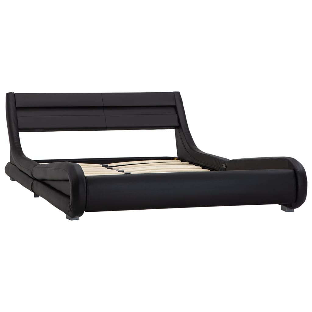 Cadru de pat cu LED vidaXL, negru, 160 x 200 cm, Cadru din otel, Cadru ...