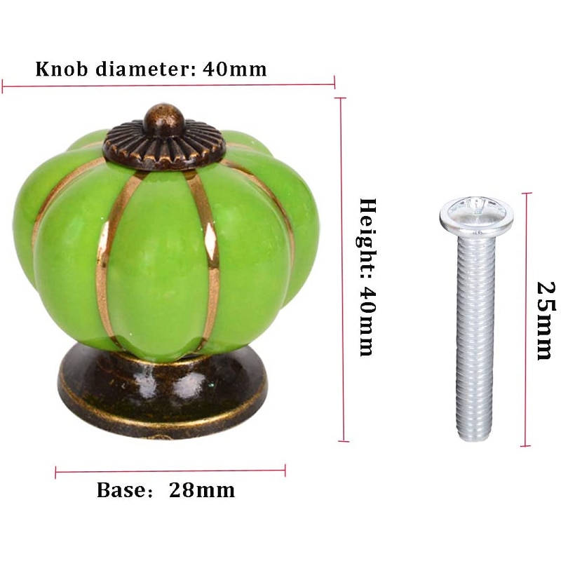 Set 6 butoni mobila, Ceramica, Forma dovleac, Verde - eMAG.ro