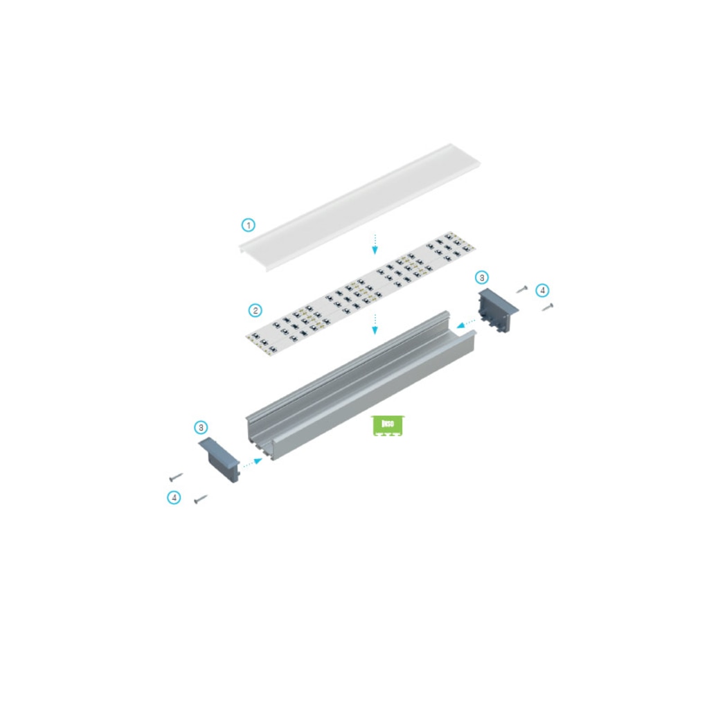 Алуминиев профил INSO за LED ленти, LUMINES, IP20, Silver Raw, алуминий ...