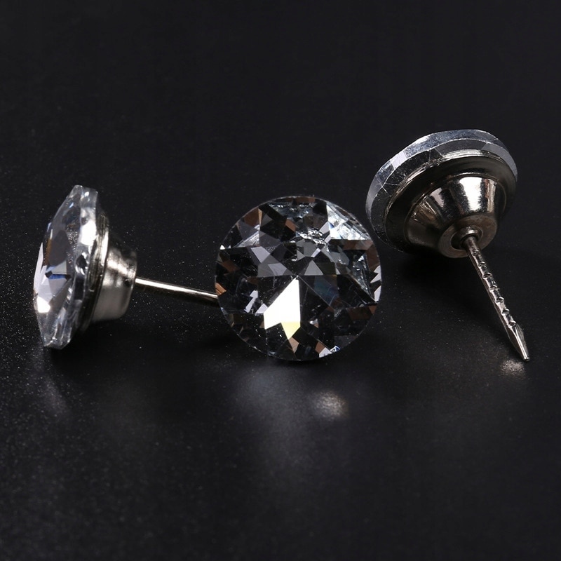 Set 20 x pioneze tapiterie, Metal/Cristal, Model diament, 20 mm ...