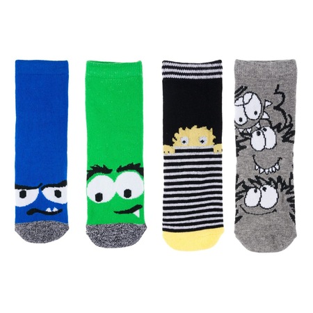 Set 4 perechi sosete, cu monstruleti, colorate, baieti, 19-22 - eMAG.ro