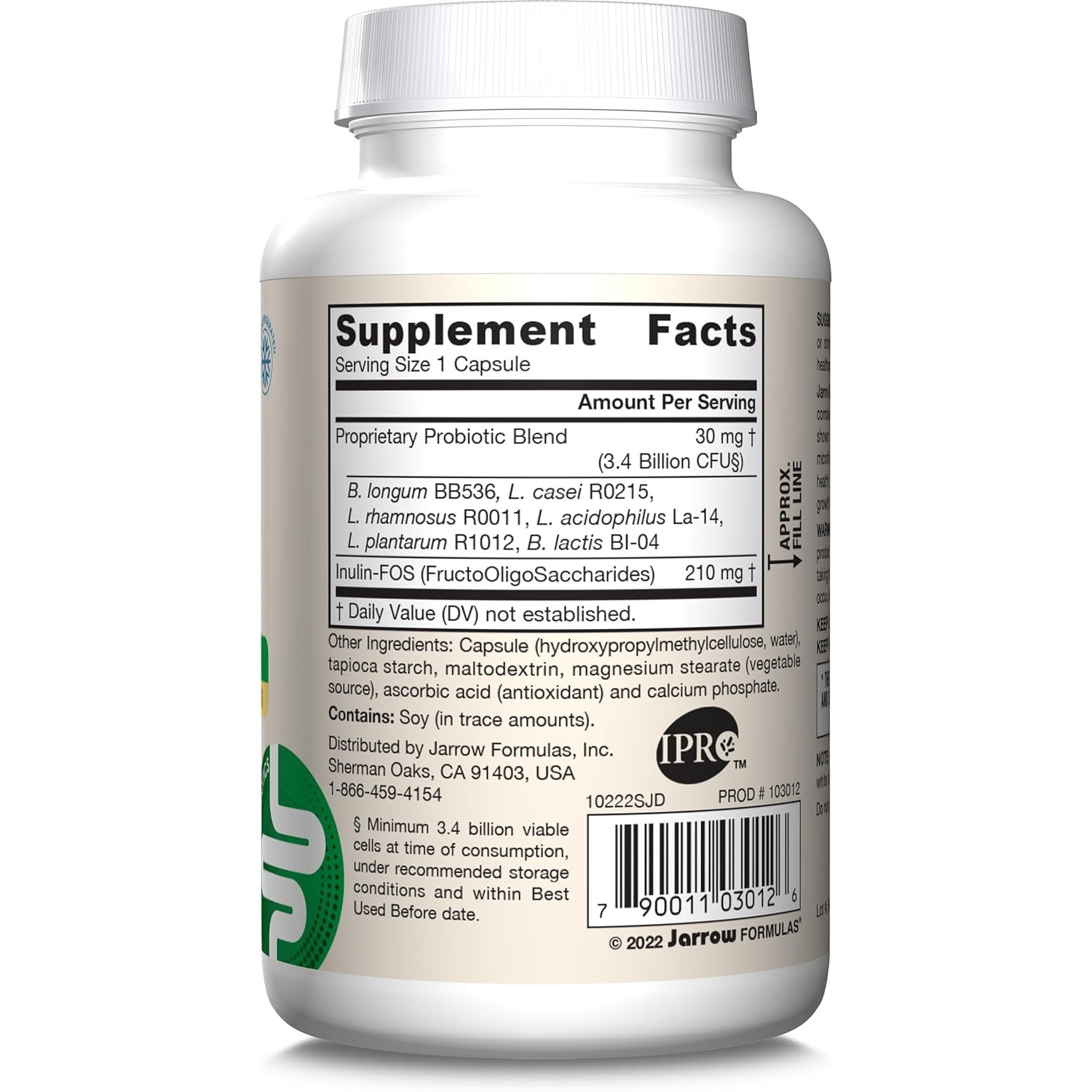 Jarro-Dophilus Plus FOS, 3.4 Billion CFU, Jarrow Formulas, 200 capsule ...
