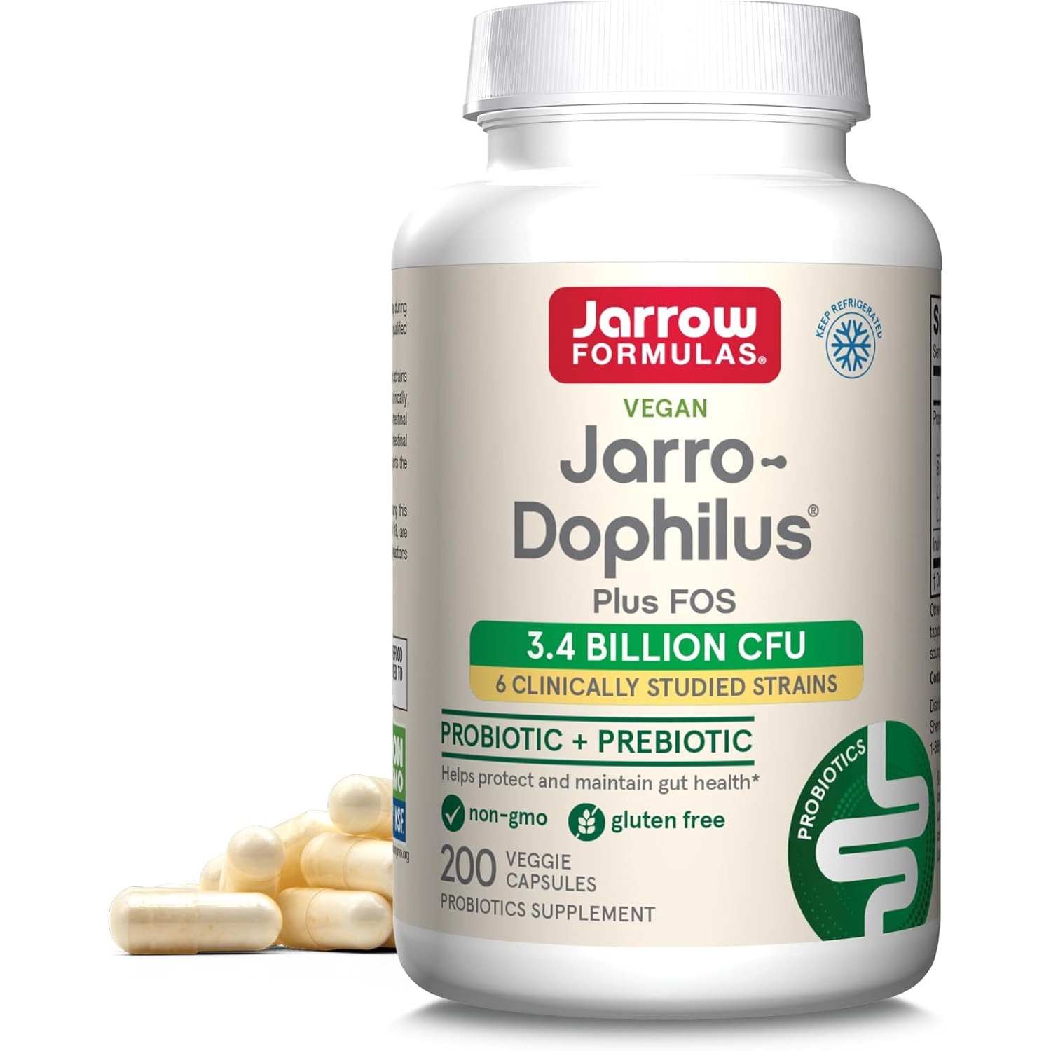 Jarro-Dophilus Plus FOS, 3.4 Billion CFU, Jarrow Formulas, 200 capsule ...
