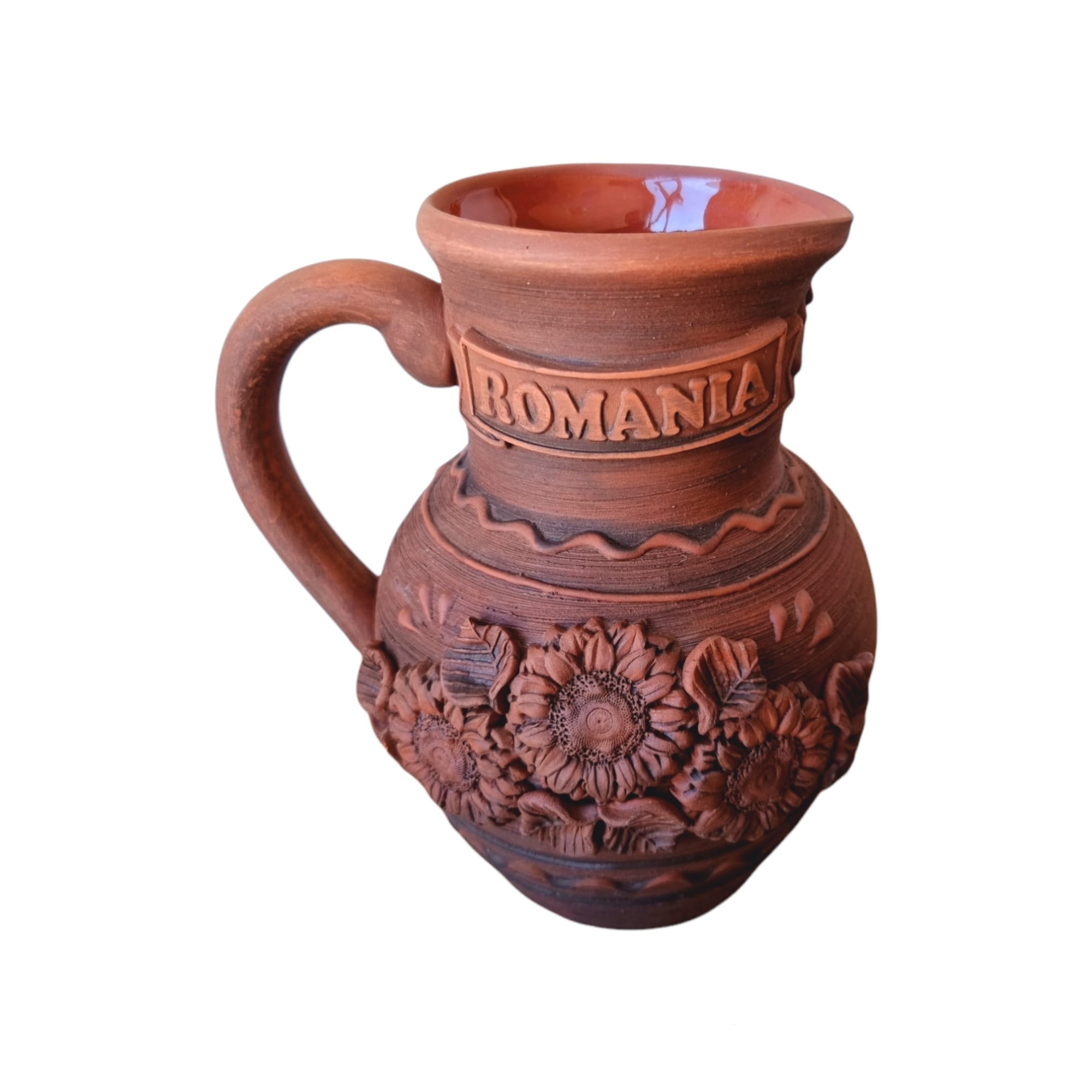 Ulcior modelat Romania, lucru manual, din lut rosu, capacitatea 1.8 L ...