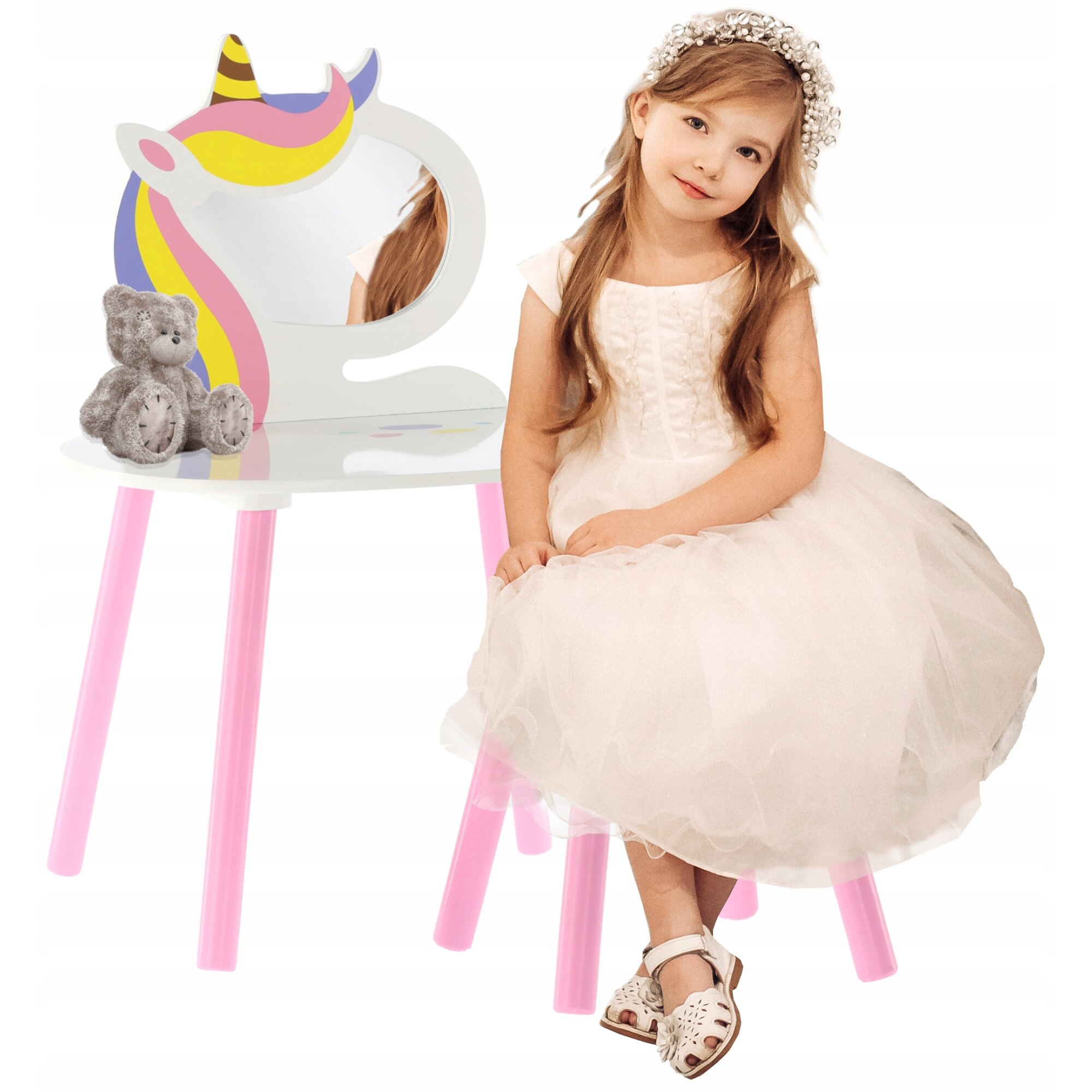 Set de toaleta Lily cu masuta si scaun pentru copii, unicorn - eMAG.ro