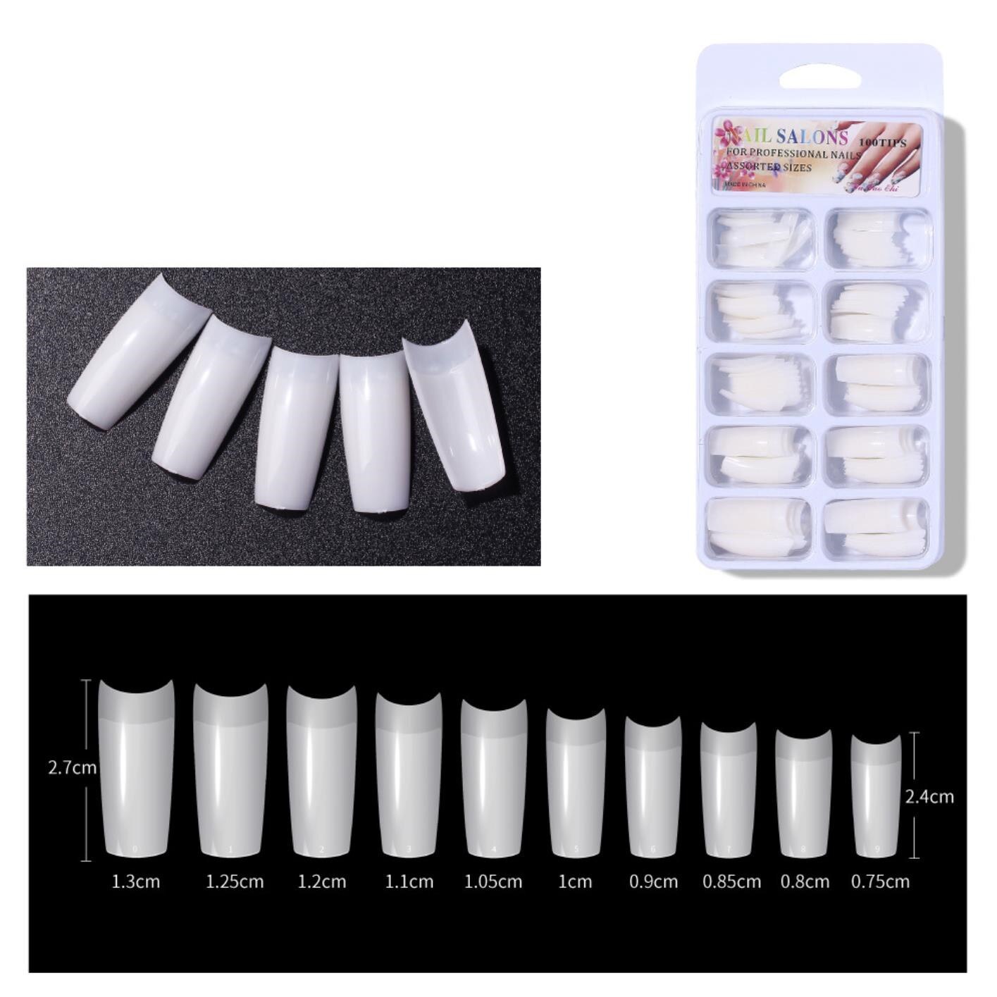 Set 100 tipsuri unghii, ABS, Alb - eMAG.ro