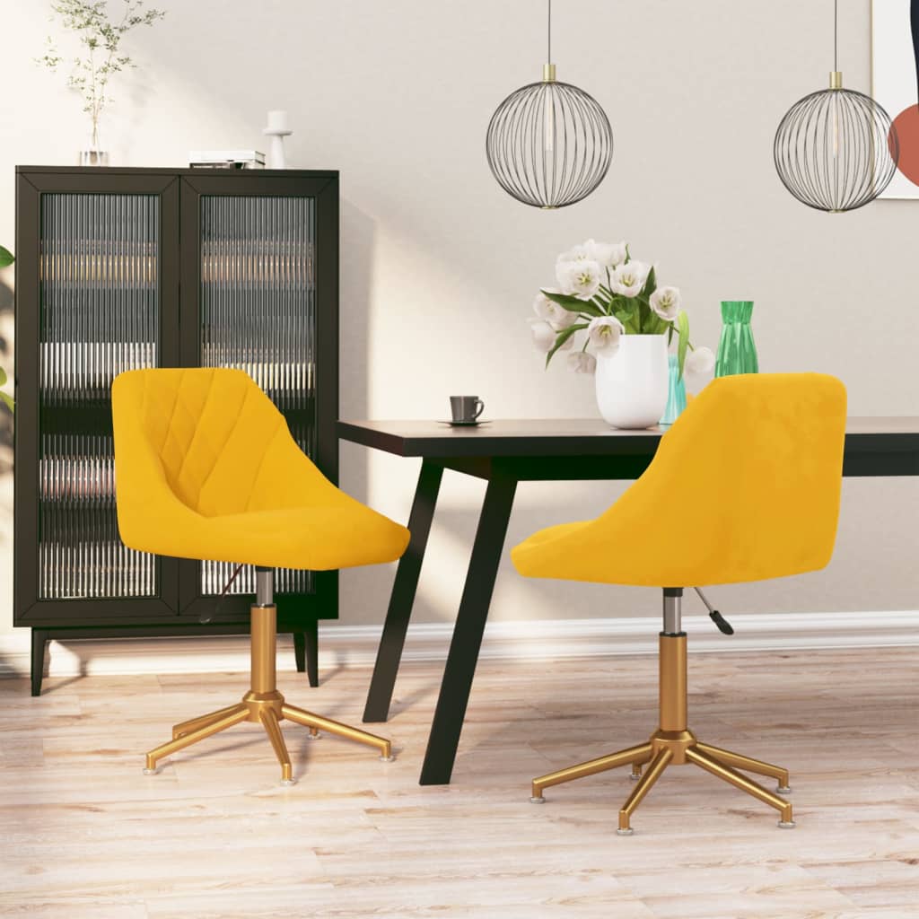 Set Scaune de masa pivotante, 2 buc., galben mustar, catifea, structura ...