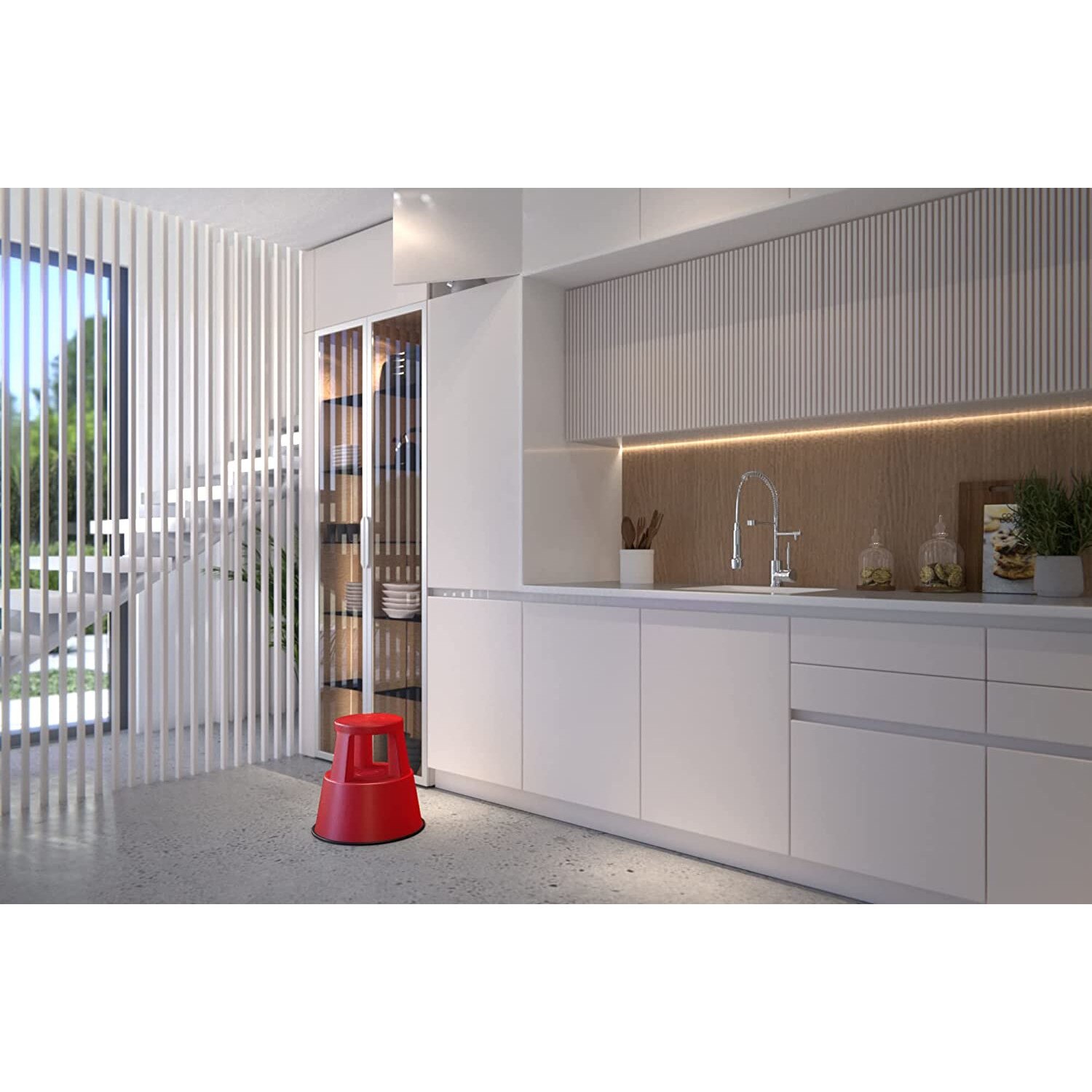 Taburet mobil din plastic pentru rafturi inalte Wedo Step Kickstool ...