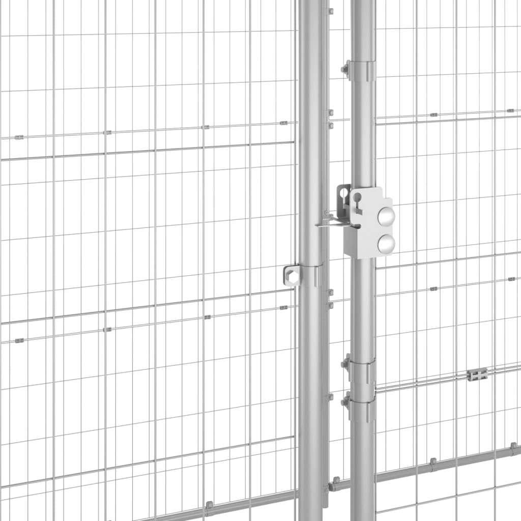 Padoc pentru caini de exterior vidaXL, 12,1 m², otel galvanizat, 39.18 ...