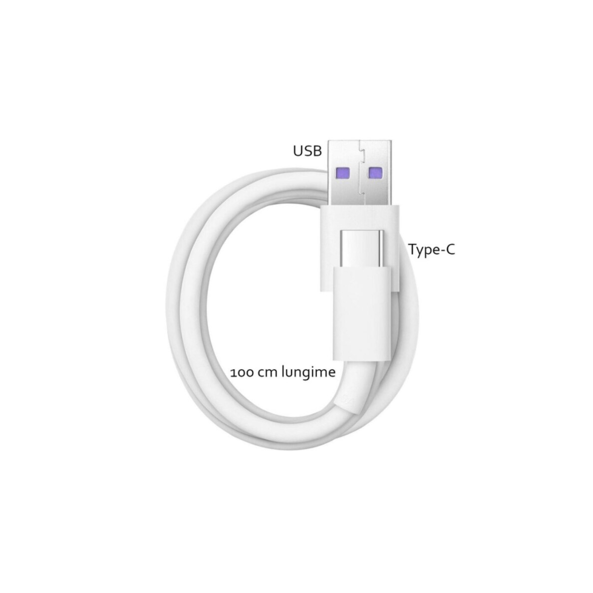 Зарядно устройство Huawei с USB към Type-C кабел за данни, 1 метър ...