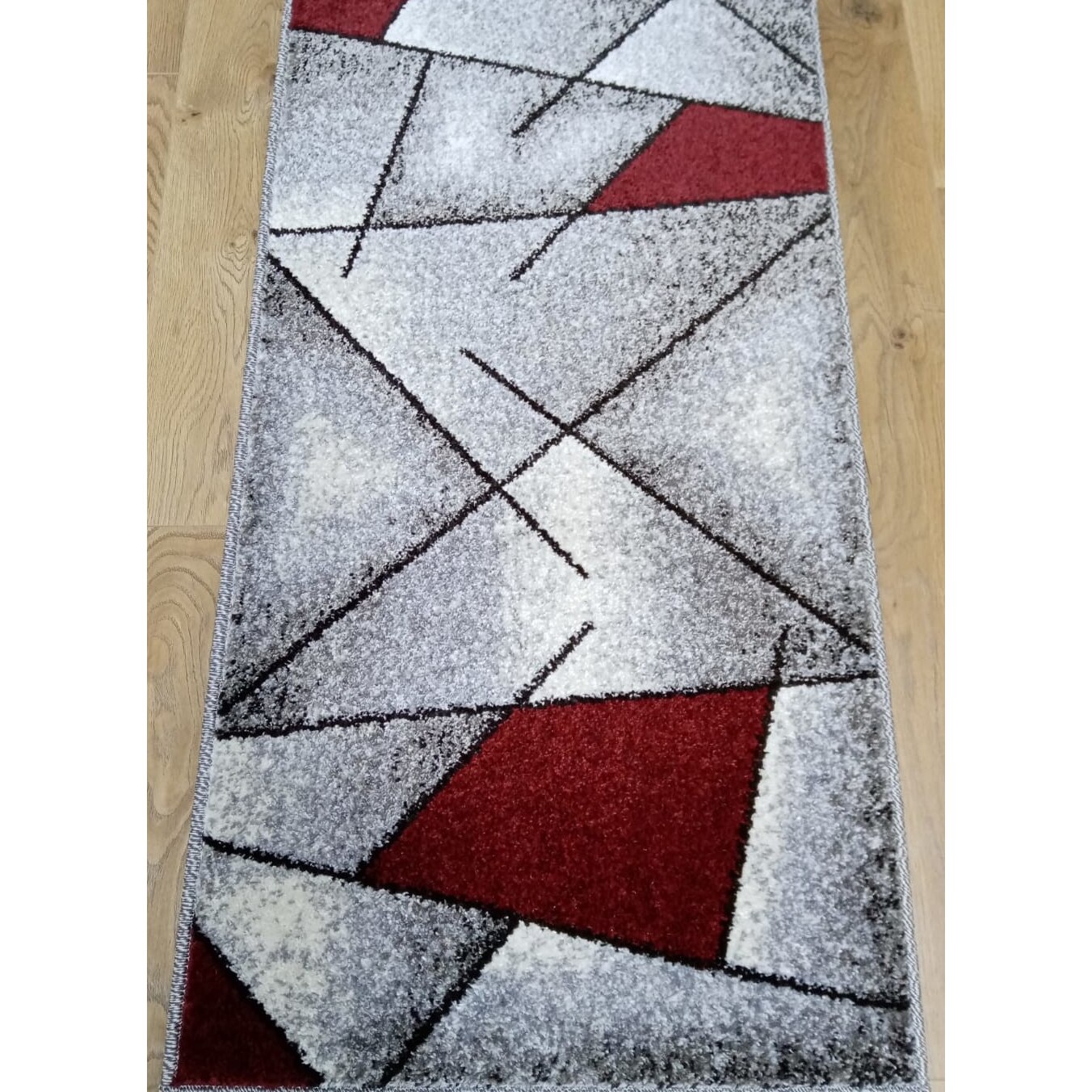 Traversa Phoenix, geometric, gri/grena, 100cm x 300cm, model 3016/0564 ...