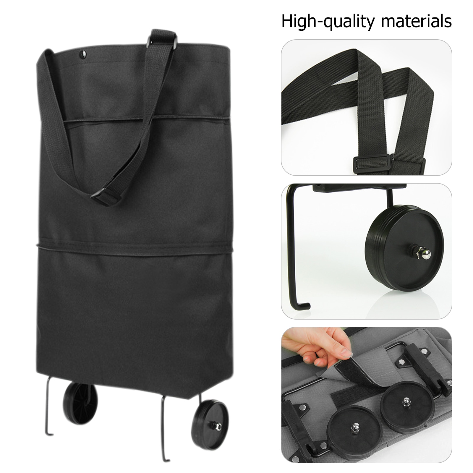 Carucior 2 in 1 pentru cumparaturi, Pliabil, Negru - eMAG.ro