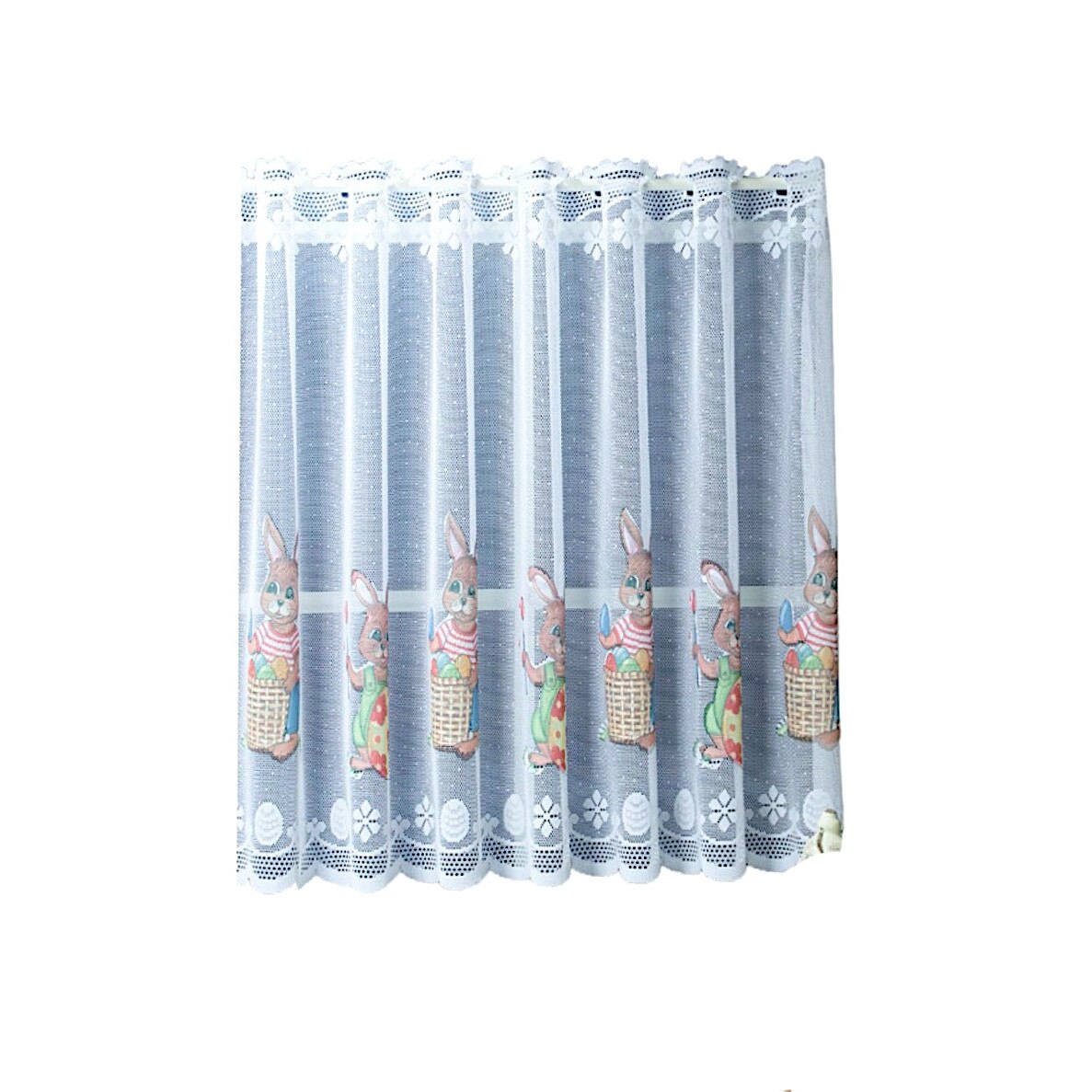 Perdea scurta, denisa-do, Iepurasl, jaquard alb, 60 x 95 cm - eMAG.ro