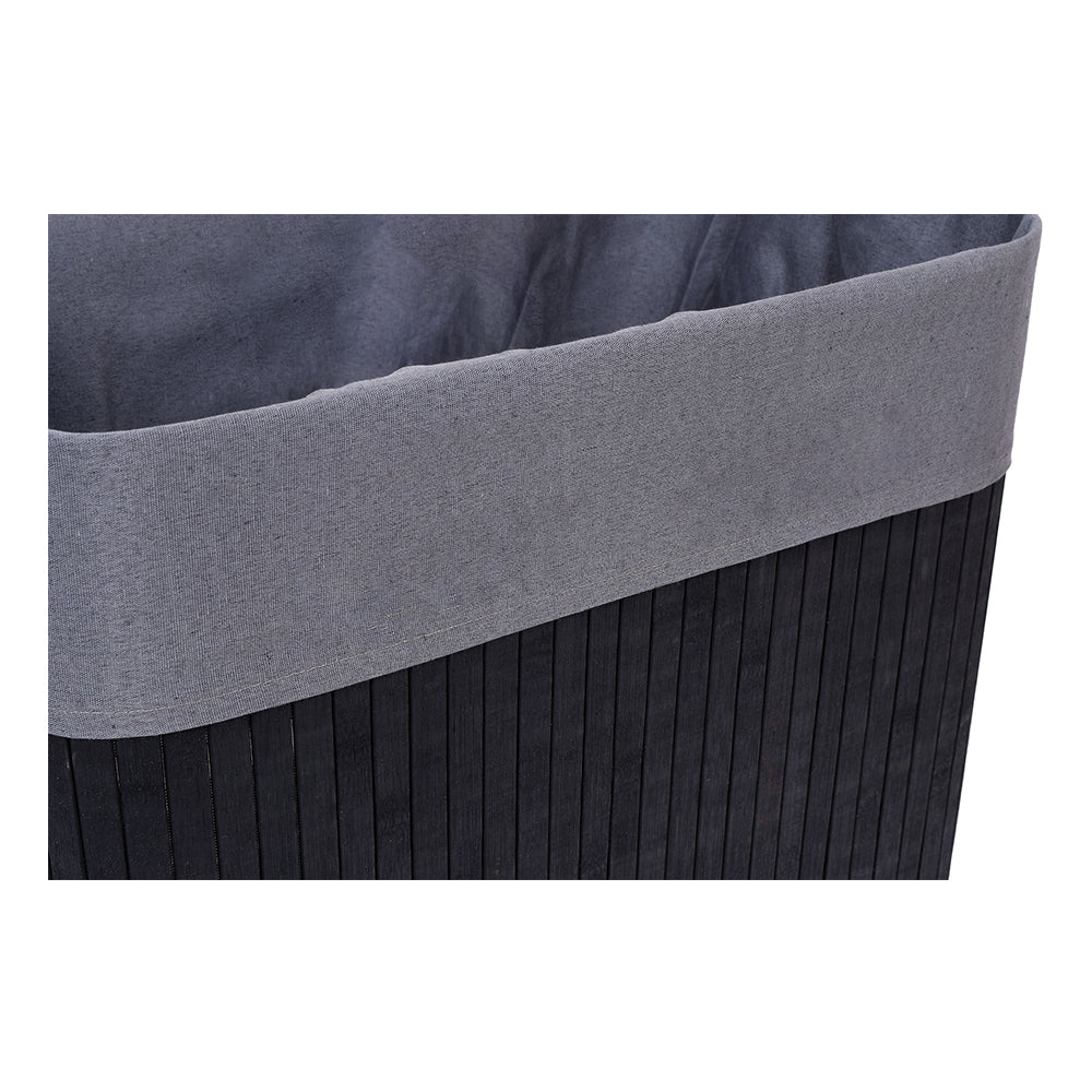 Cos de rufe pentru haine, dreptunghiular, din bambus, negru-gri, 80 l ...