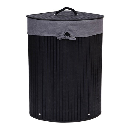 Cos de rufe pentru haine, de colt, din bambus, negru, 60 l - eMAG.ro