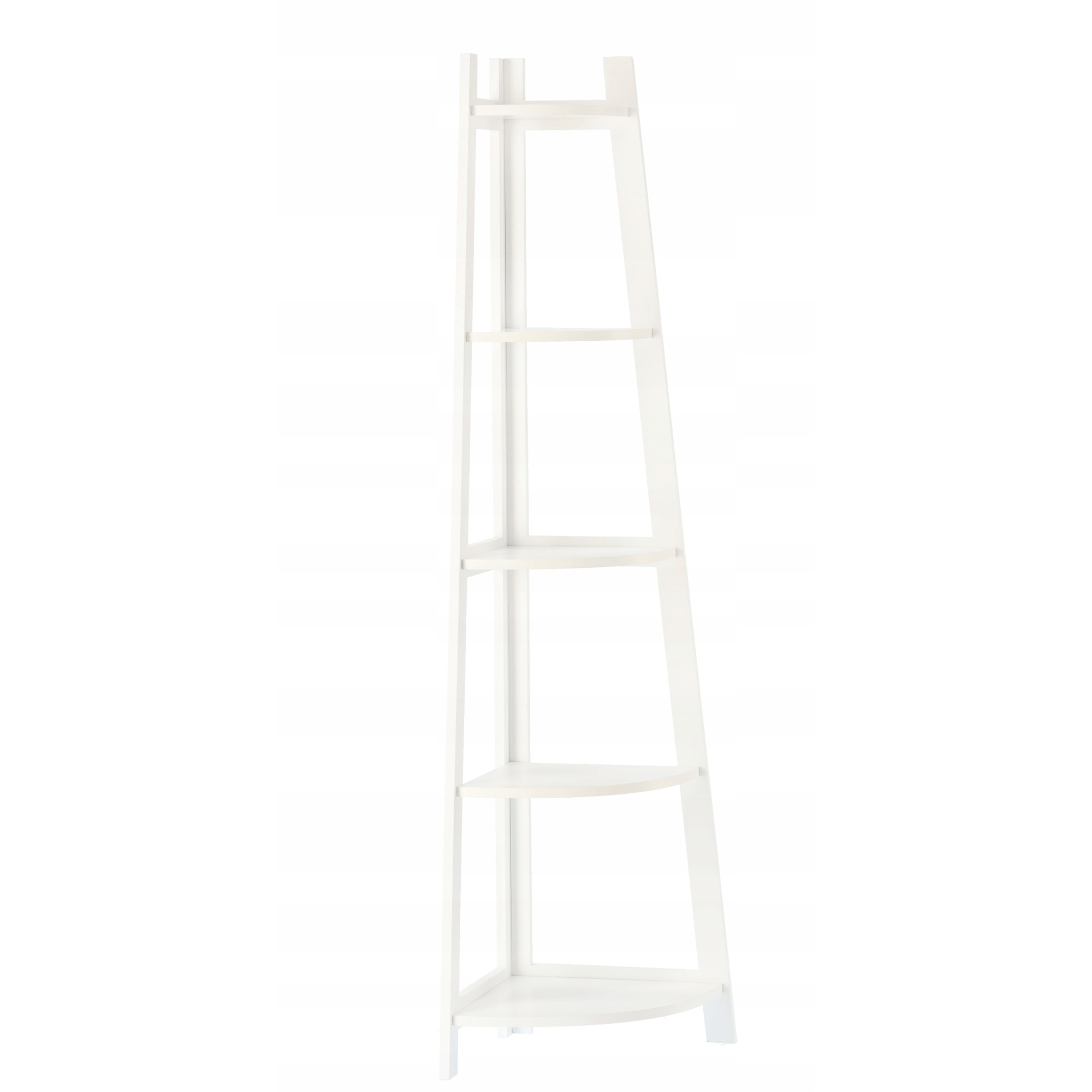 Fából készült sarok könyvespolc, 5 polc, 52x34x150 cm, fehér - eMAG.hu