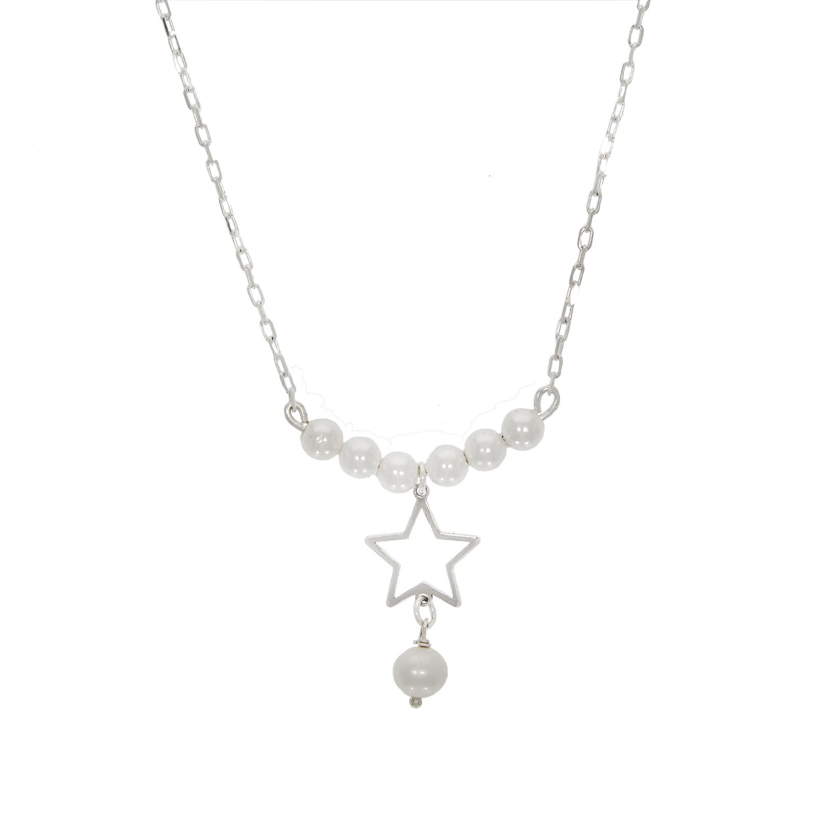 Lantisor Argint Personalizat cu Steluta si Perle de Cultura - eMAG.ro