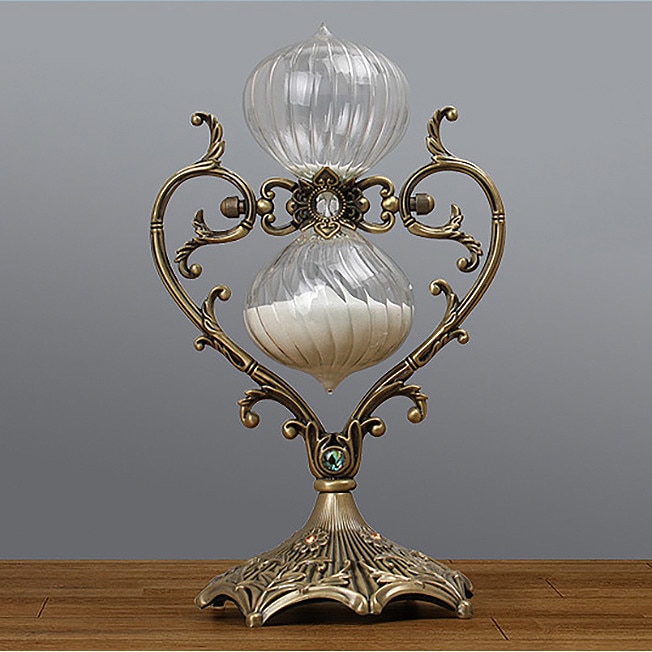 Clepsidra, clasic, corp din aliaj metalic, inima, auriu, nisip alb, 27 ...