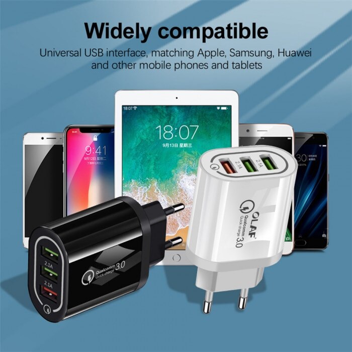 Incarcator Retea 3 x USB Ultra Fast Charge, 3.0 Negru, Multiple ...