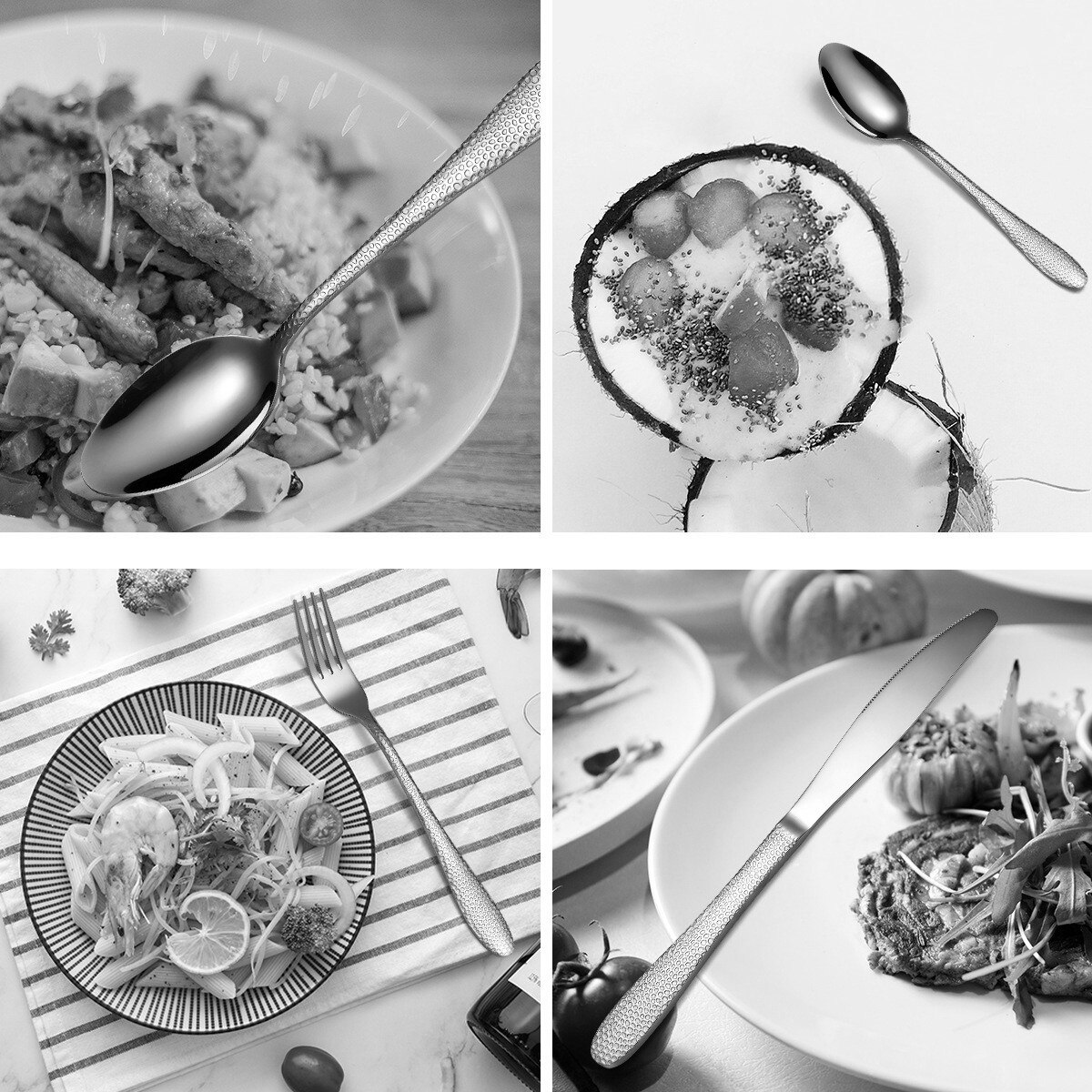 Set tacamuri din inox 24 piese, TRENDY’S, crom - eMAG.ro