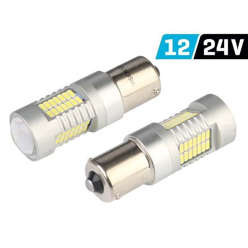 Комплект 2 крушки за стоп светлини 52 LED, 12-24V, P21/5W, BAY15d ...