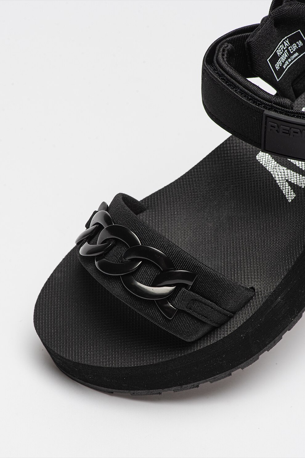 Replay, Sandale wedge cu detaliu lant, Negru, 37 - eMAG.ro