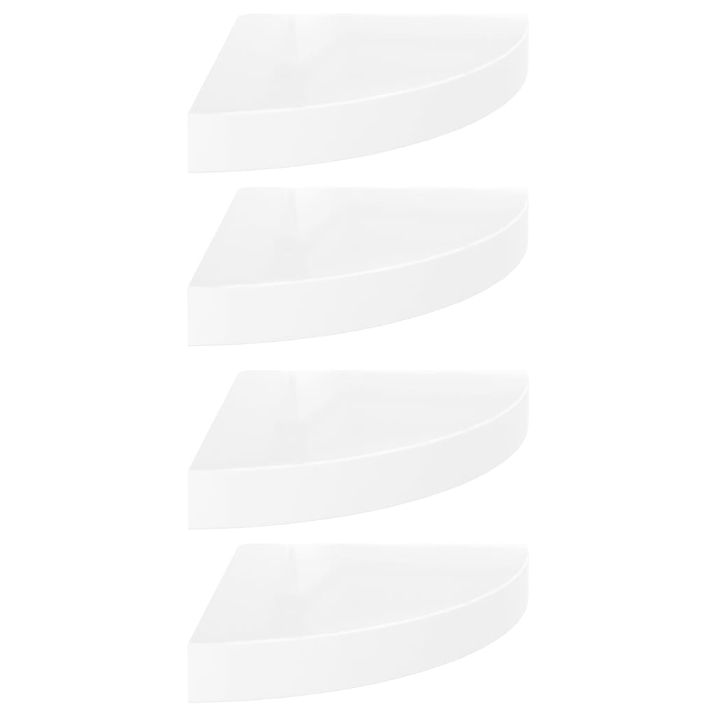 Set 4 Rafturi colt perete, alb extralucios,25x25x3,8 cm, MDF, Design ...