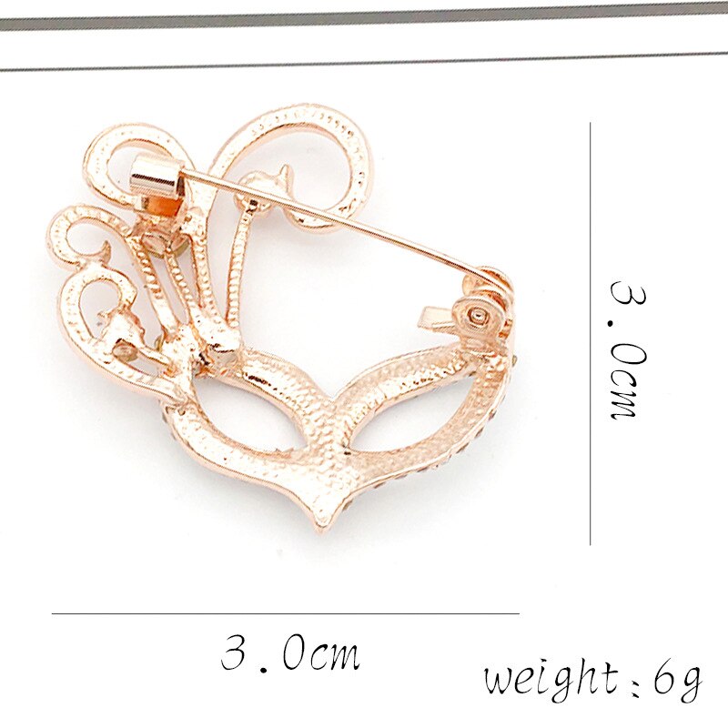 Brosa dama, Argint/Zirconiu, Model masca, 3x3 cm, Auriu/Alb - eMAG.ro