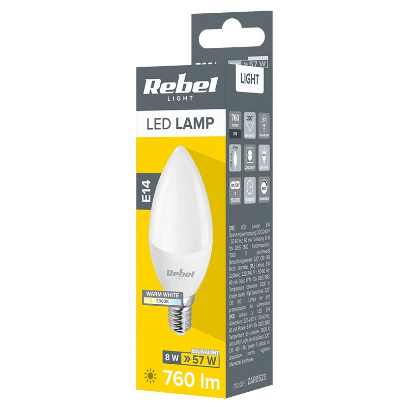 Bec Led E14 8w 3000k 230v Rebel - eMAG.ro
