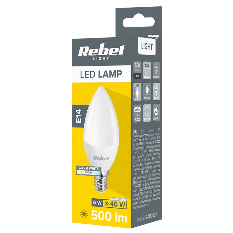 Bec Led E14 6w 3000k 230v Rebel - eMAG.ro