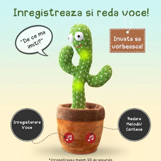 Cactus dansator FOXMAG24, interactiv, educativ, canta, danseaza, imita ...