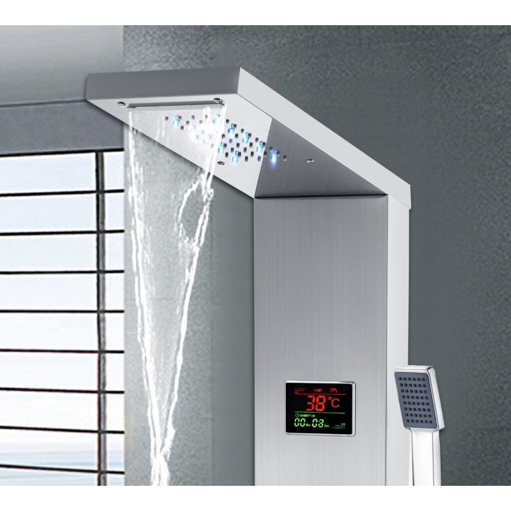 Panou de dus 6 in 1, cap de dus, LED, masaj, otel inoxidabil - eMAG.ro