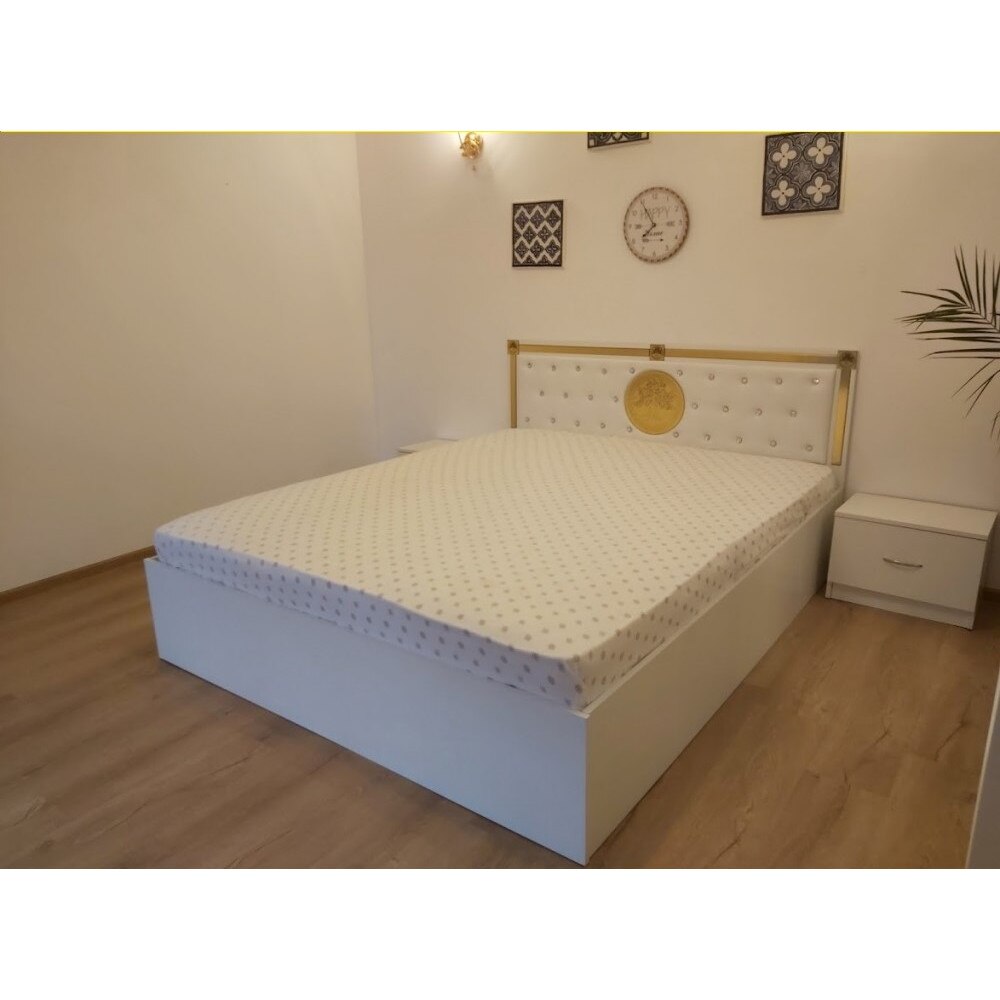 Pat cu Saltea si Noptiere, Mobila Coral, Alb, 160x200 - eMAG.ro