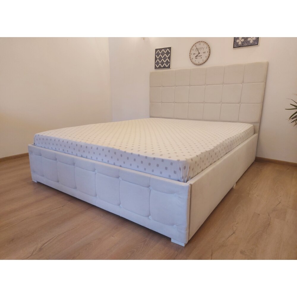 Pat cu Saltea, Mobila Coral, Alb Murdar, 160x200 - eMAG.ro