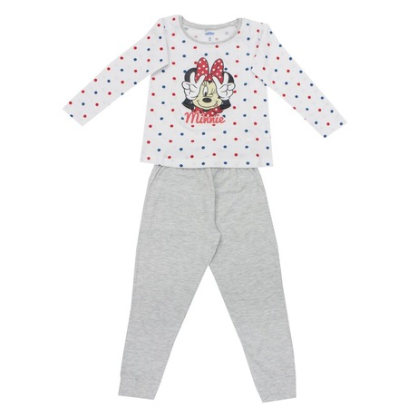 Pijama ML, bumbac, cu imprimeu, alba cu buline, pantaloni gri 116 CM ...