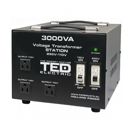 Трансформатор 230-220V към 110-115V 3000VA/2400W с корпус TED000248 ...